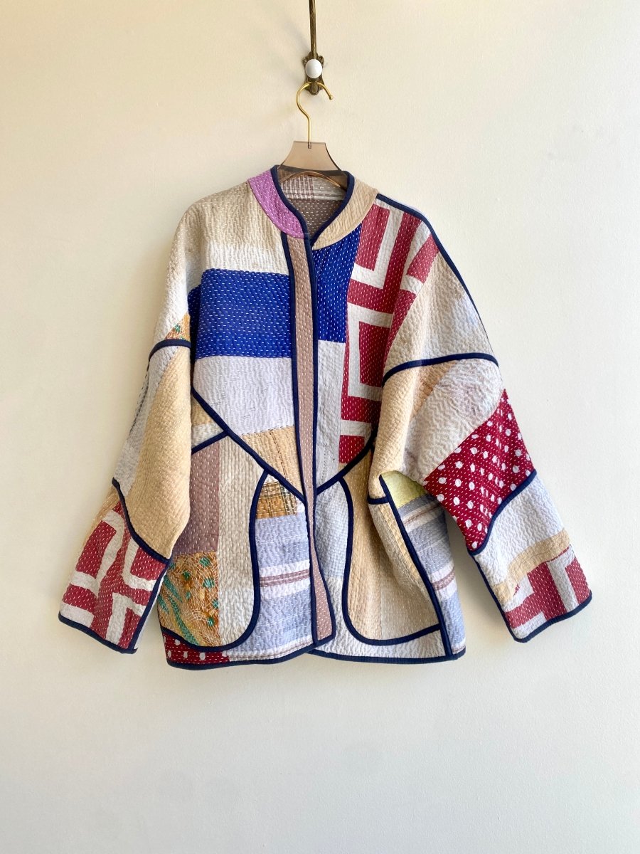 Reversible Ladhiya Quilted Jacket in Colors Neutral, Blue, Red & Brown ...