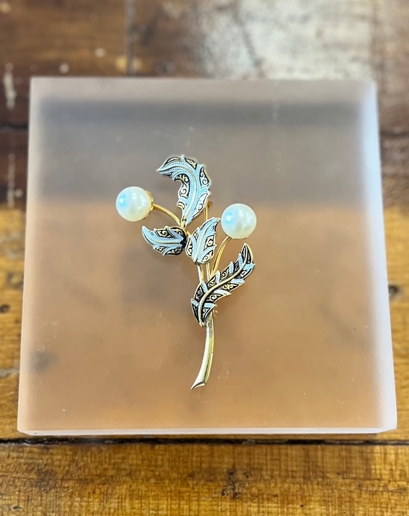 Spanish Enamel Broach Two Pearls – Made X Hudson