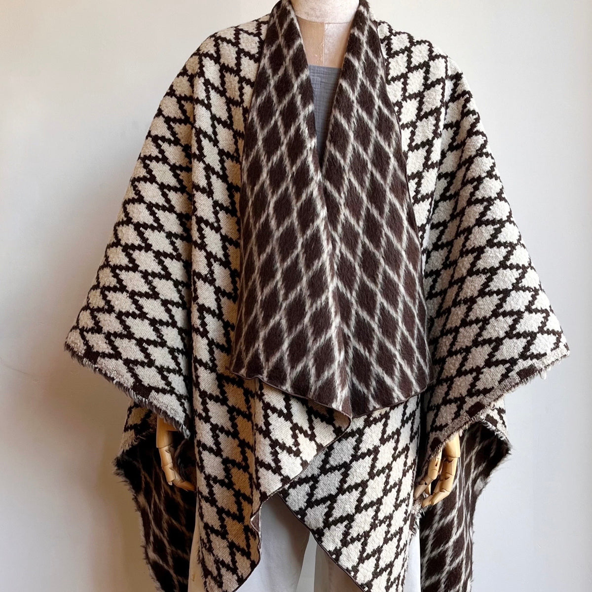 Diamond Pattern Zero-Waste Reversible Cape – Made X Hudson