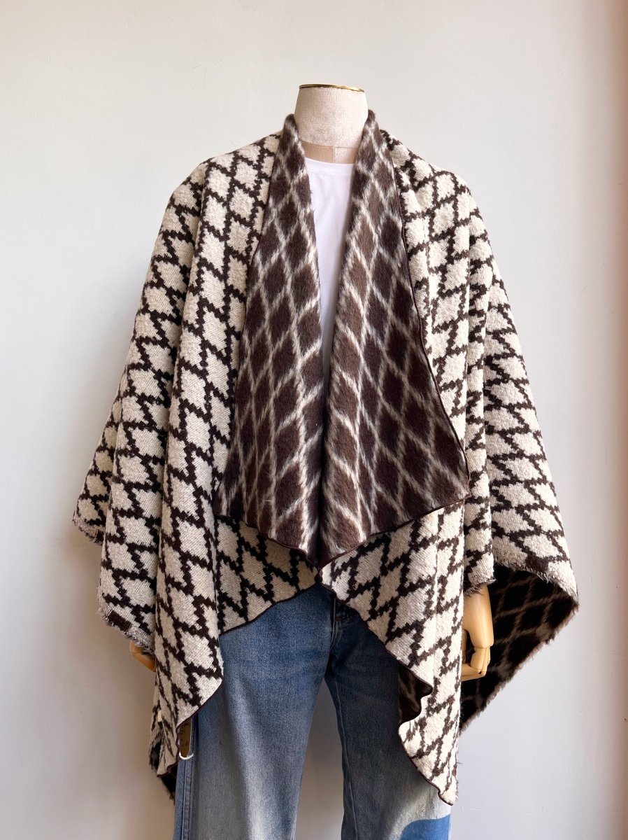 Diamond Pattern Zero-Waste Reversible Cape – Made X Hudson